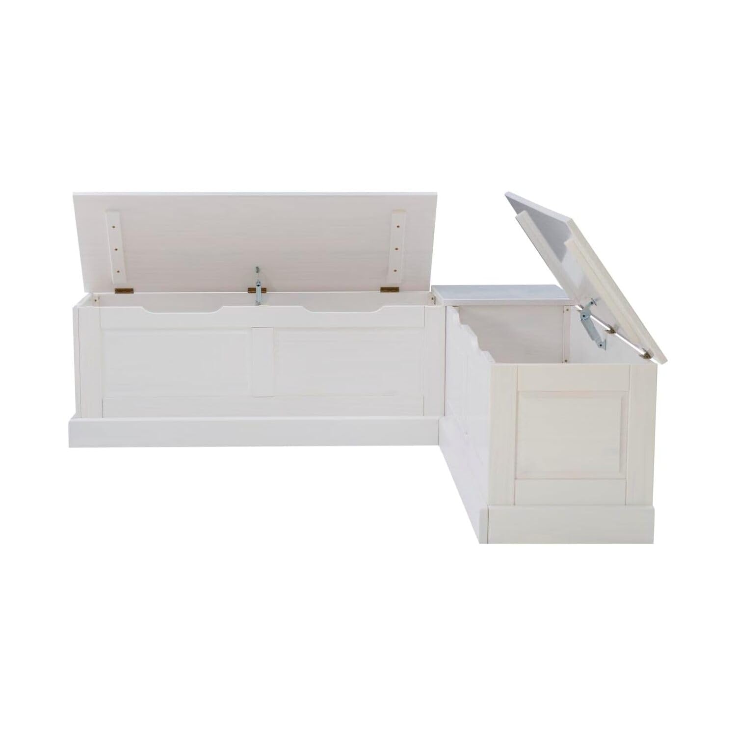 Linon White Backless Nook Harris Solid Pine Interior Storage