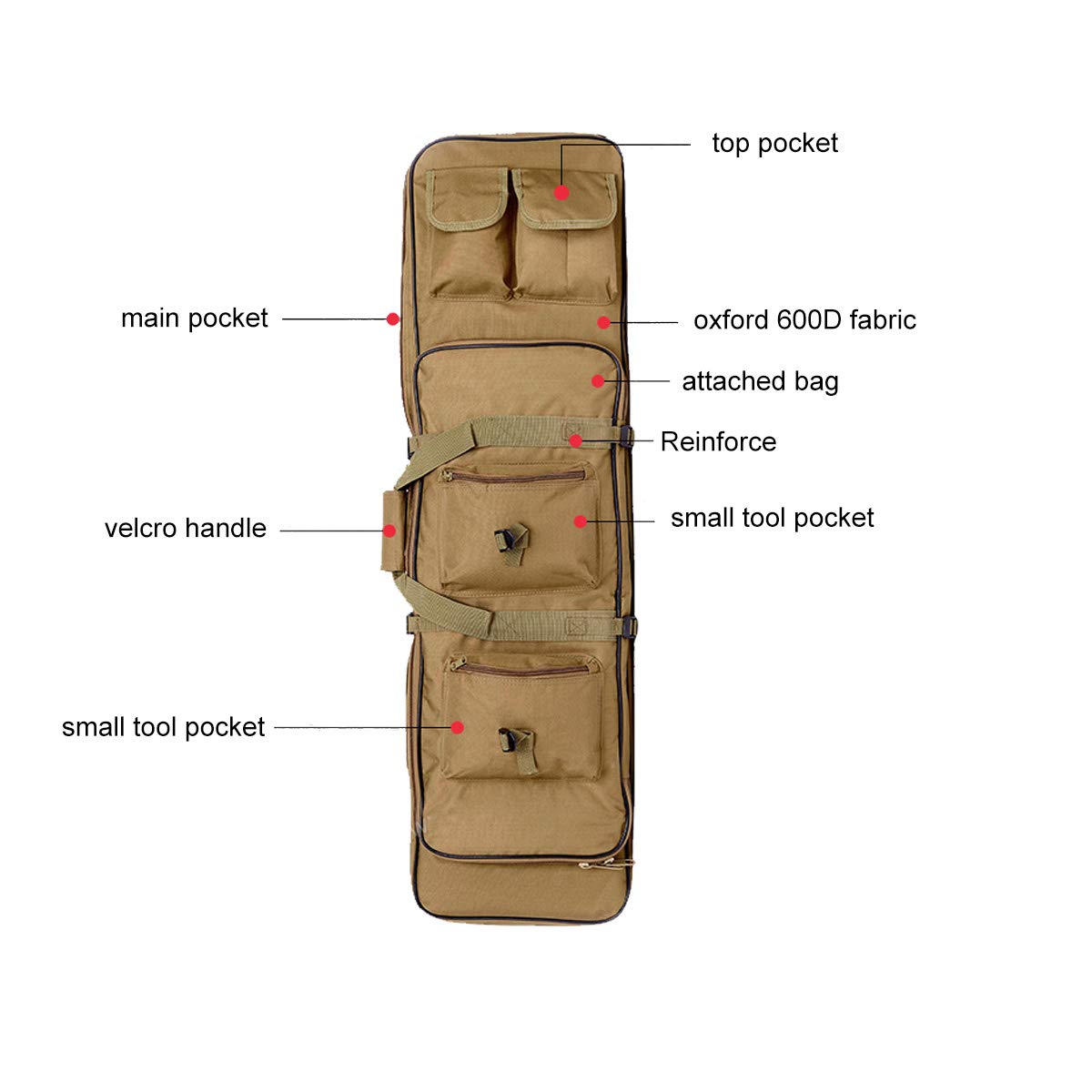 NAWAN Gun Bag Airsoft Storage Bag Backpack Rifle Box Handbag Tactical Rifle Box(Khaki,37.4 Inch)