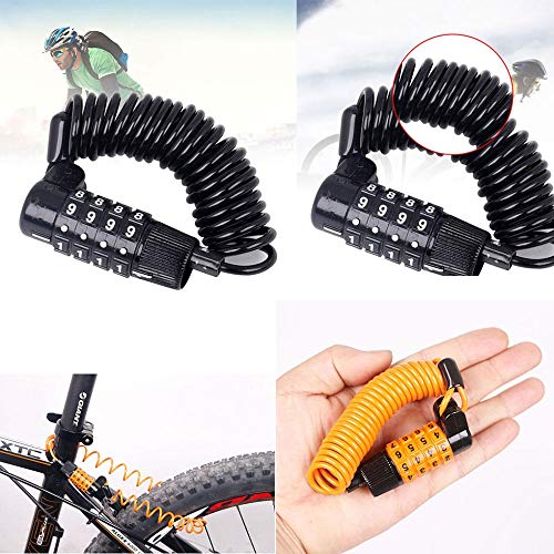 SRZR Bicycle Lock Bicycle Wire Combination Lock Bicycle Luggage Suitcase Portable Coil Lock Padlock Bike Accessory-Yellow Bike Lock (Color : Black) (Color : Black)
