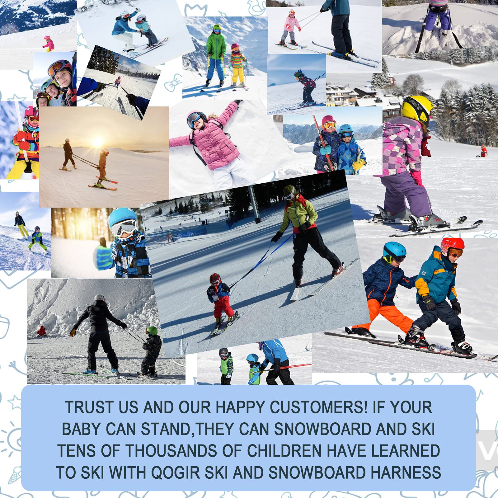 Ski and Snowboard Harness Trainer Backpack for Kids: Learn to Ski Safely and Teach Your Child The Speed Control of Blue
