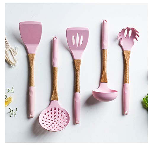 LMMDP 1/6 PCS Cooking Tools Set Premium Silicone Kitchen Cooking Utensils Set with Storage Box Tongs Spatula Soup Spoon
