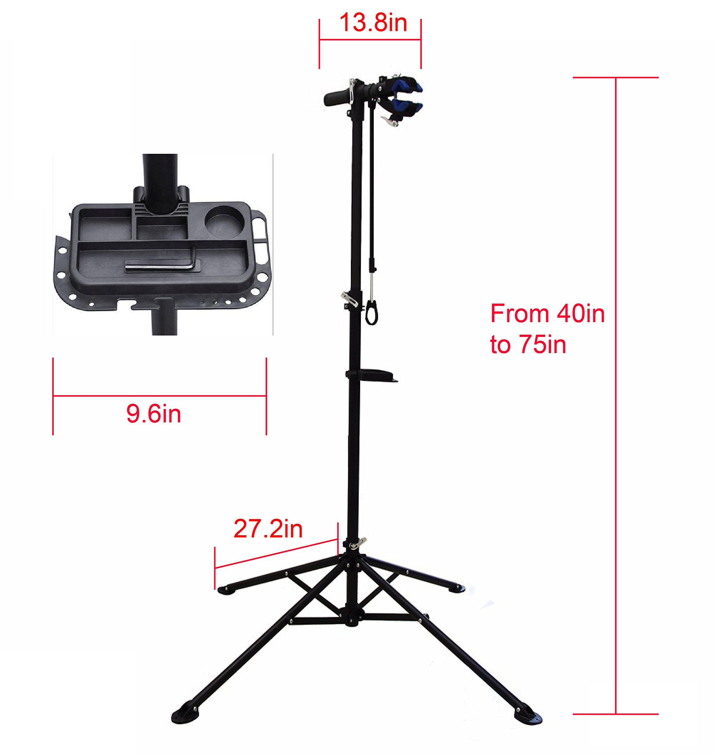 MaxxHaul 80725 Bike Repair Stand/ Display with Adjustable Height & 360 Deg. Rotating Head Clamp,black