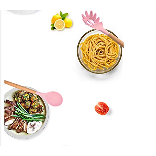LMMDP 12 PCS Silicone Kitchenware Non-stick Cookware Cooking Tool Spatula Ladle Egg Beaters Shovel Spoon Soup Kitchen Utensils Set (Color : E)