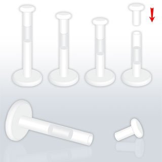 Lot of 10 Value Pack 14-16GA Clear Bioflex 3mm Flat Push Top Lip Ear Nose Piercing Retainers (14GA 3/8")