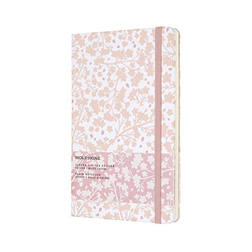 Moleskine Limited Edition Sakura Notebook, Hard Cover, Large (5" x 8.25") Plain/Blank, White, 240 Pages (LESU02QP062)