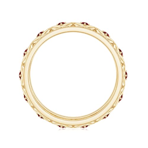 Rosec Jewels Vintage Inspired Lab Grown Ruby Eternity Band, Celtic Knot Design (AAAA Quality Certified Ruby) - Wedding Anniversary Band Ring, 14K Yellow Gold, Size:US 5.00