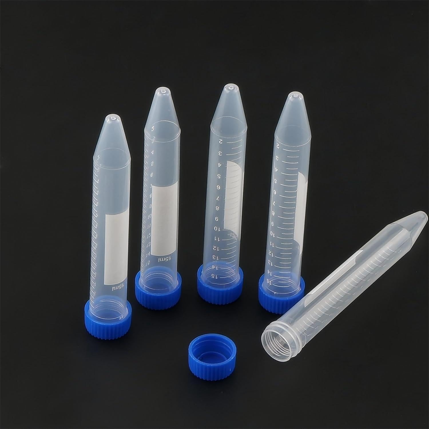zommto Conical Tubes Sterile 200 PCS,Centrifuge Tubes 15mL, Leak-Proof Screw Caps, Plastic Container with Graduated & Write Marks(Blue), Non-Pyrogenic, DNase/RNase Free, Human DNA-Free, Bag Pack (15ml-200PCS-Blue)