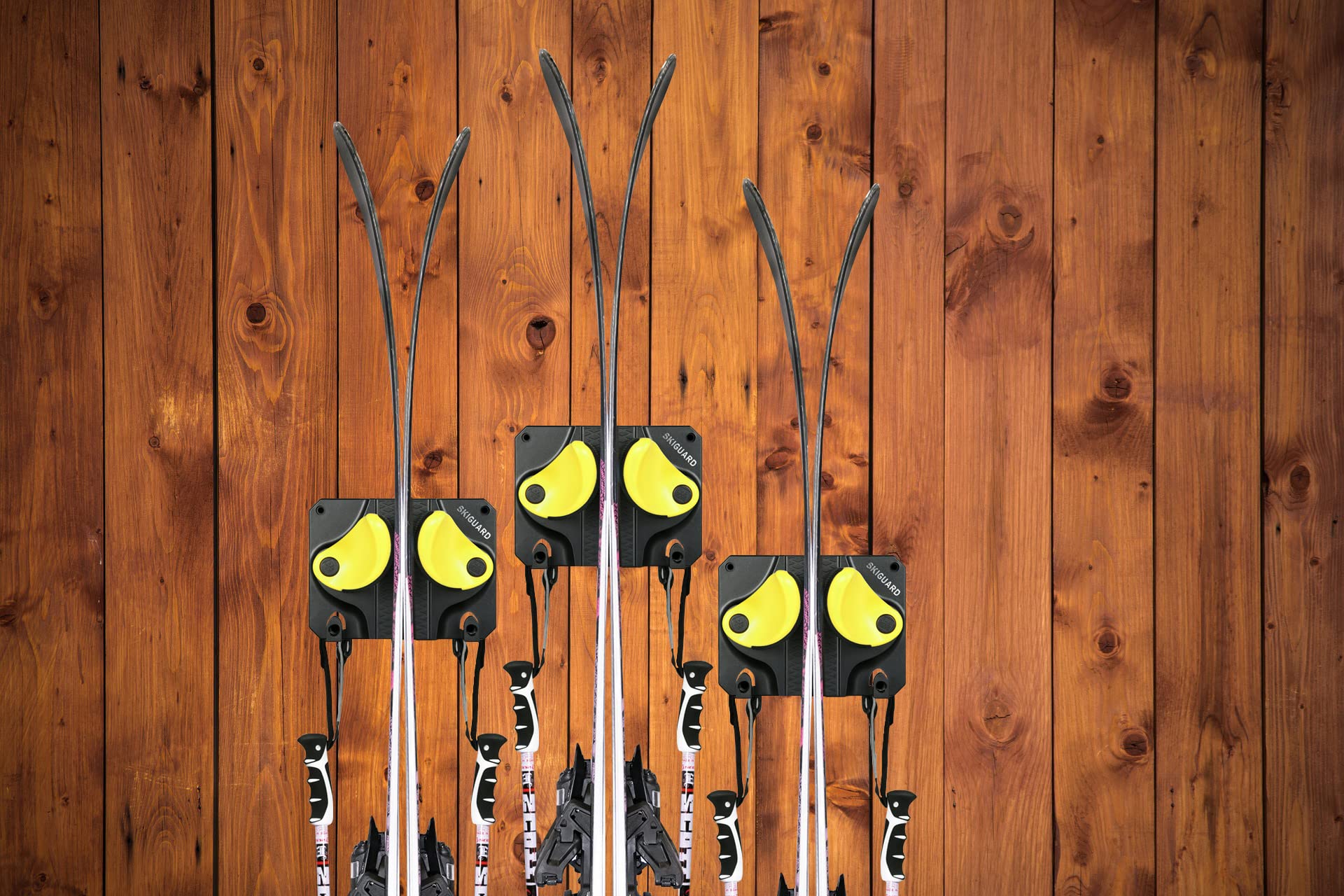 skiguard Ski Wall Storage Rack: 1 Pack Snowboard Wall Mount Ski Rack for Garage Wall, Damage-Free Ski Wall Rack, Garage Storage Rack for Save Your Rocker, Tips, and Tails, Fits any Ski or Snowboard