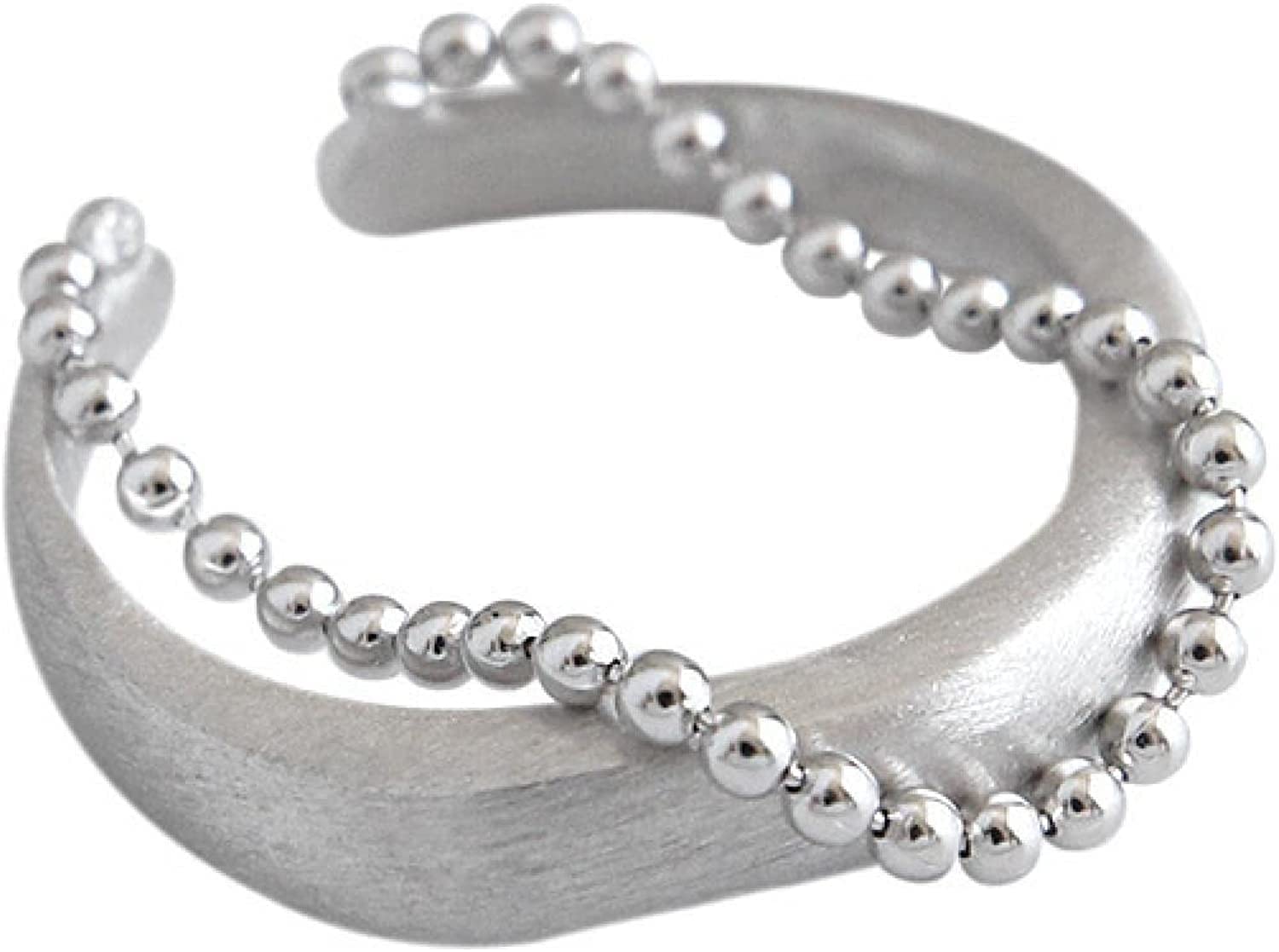 Sterling Silver Ball Bead Adjustable Size Ring, Women'S Engagement Jewelry