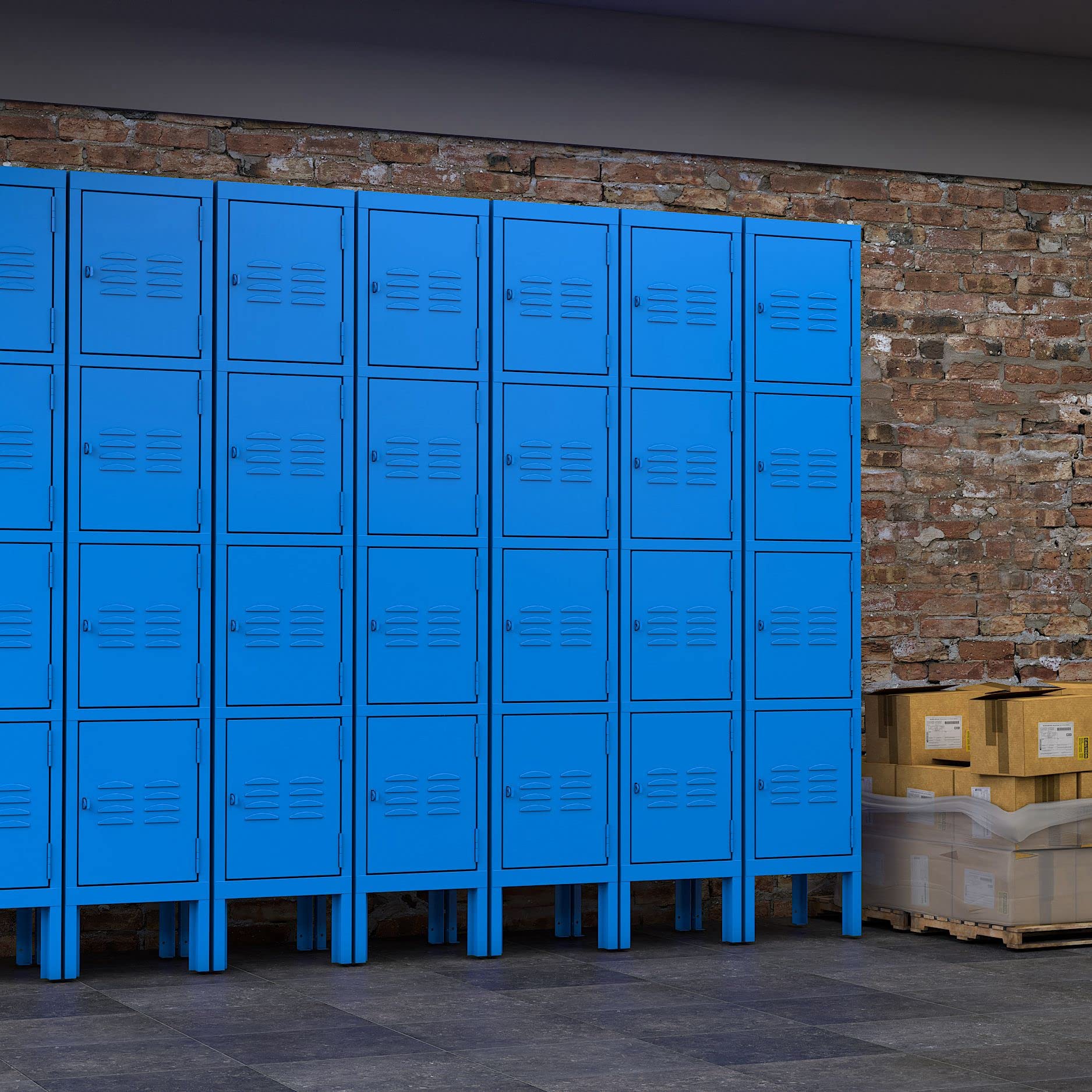 MIIIKO Metal Locker 4 Tiers, Employee Locker Cabinet, 4 Tiers Blue Locker Cabinet for School, Gym and Home Office