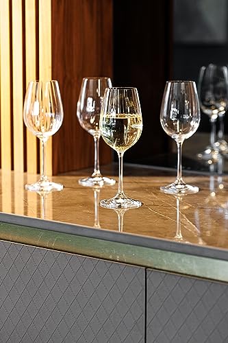 MIKASA Treviso Crystal White Wine Glasses, 350ml, Set of 4 Lead-Free, Clear Fine Glasses with Rippled Effect for Celebrations