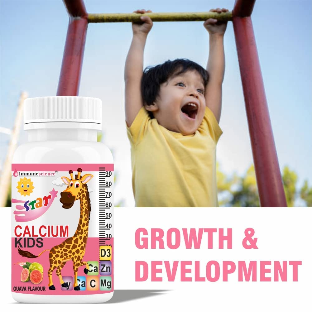 LMP Calcium for Kids with Vitamin D3 (VIT d), Magnesium, Zinc, Vitamin C, L lysine Multivitamin Supplement for Strong Bone, Teeth, Immunity, Growth and Development- 60 Tablets