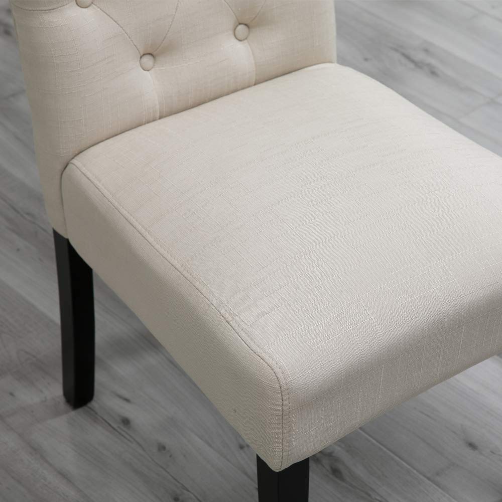 nozama Upholstered Dining Chairs Set of 4 Elegant Tufted Fabric Parsons Chair with Solid Wood Legs (Beige)