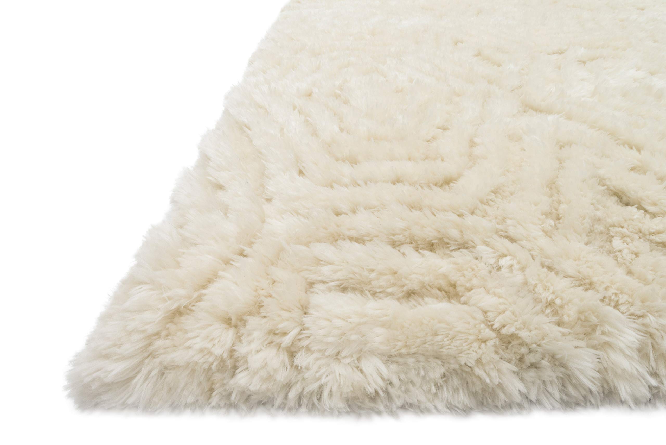 Loloi Caspia Collection by Justina Blakeney Shag Area Rug, 5'-0" x 7'-6", Ivory