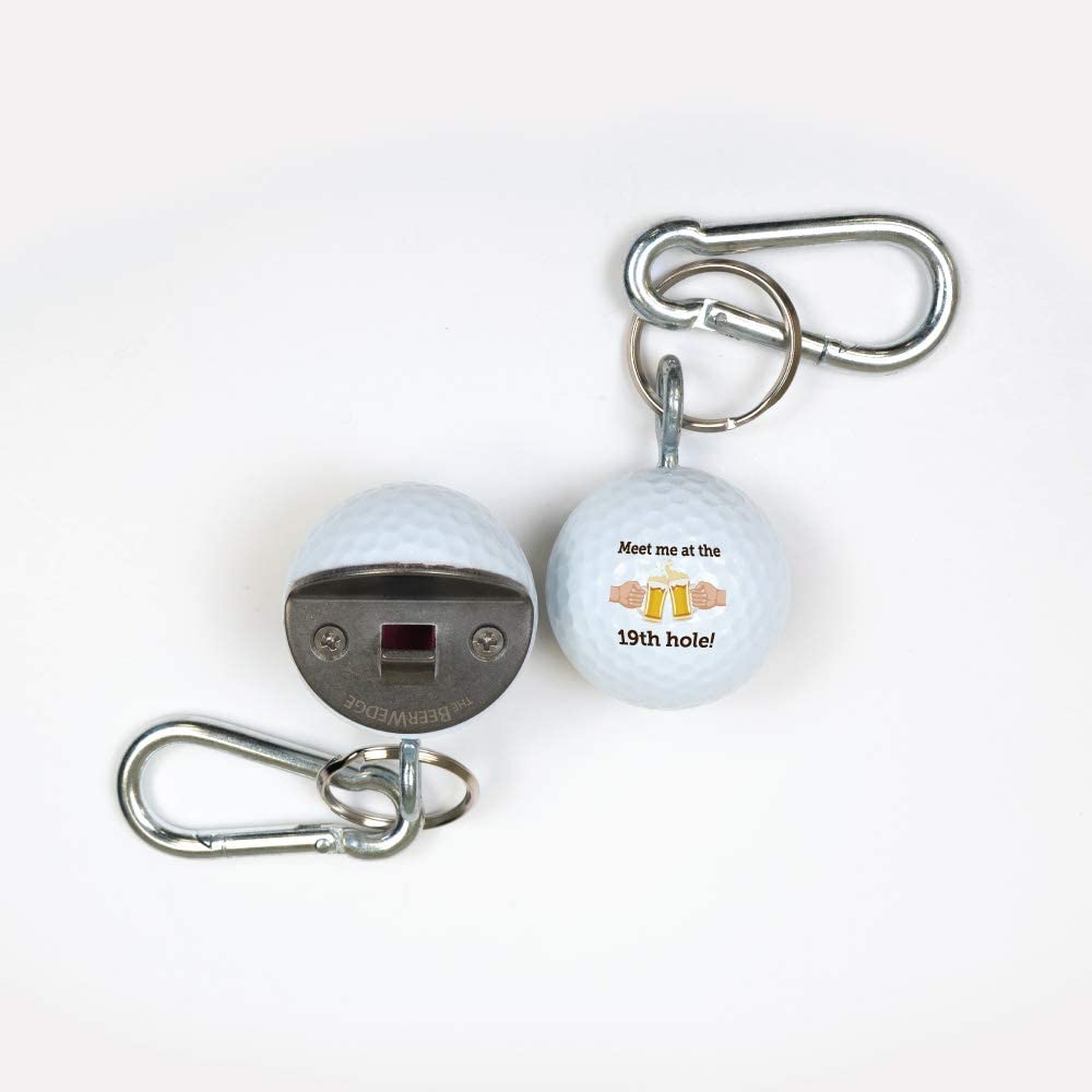 The Official Bottle Opener of Golf, Made from a real ball, Keychain for Bag, Meet me at the 19th Hole", The BeerWedge