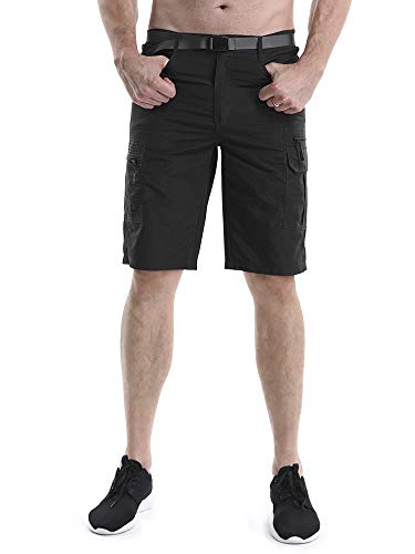 OCHENTA Men's Quick Dry Cargo Shorts, Outdoor Lightweight for Hiking Camping Travel Black 32