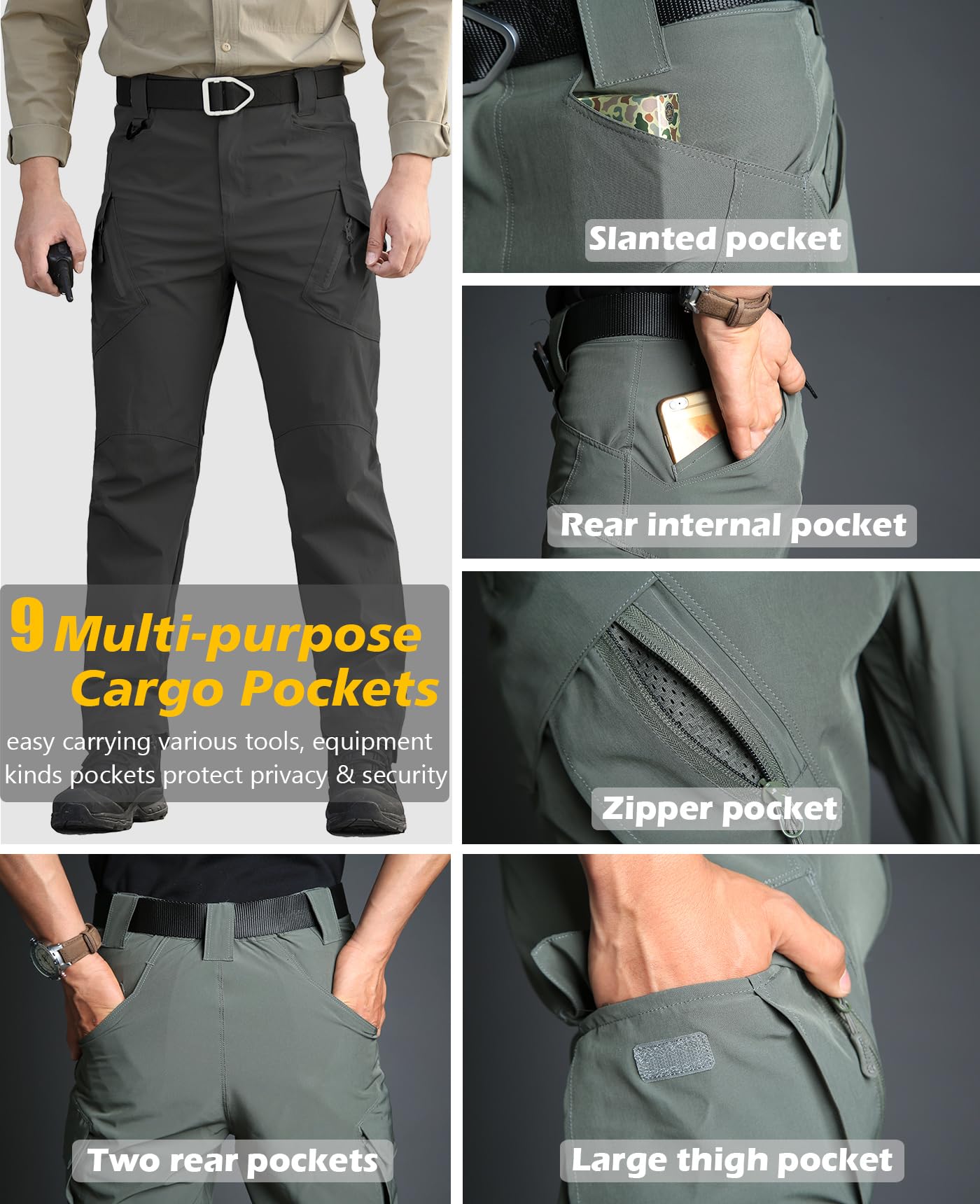 ReFire Gear Breathable Utility Military Pants Men SWAT Cargo Clothing Spring Lightweight EDC Assault Army Combat Trousers Black, 32W x 30L