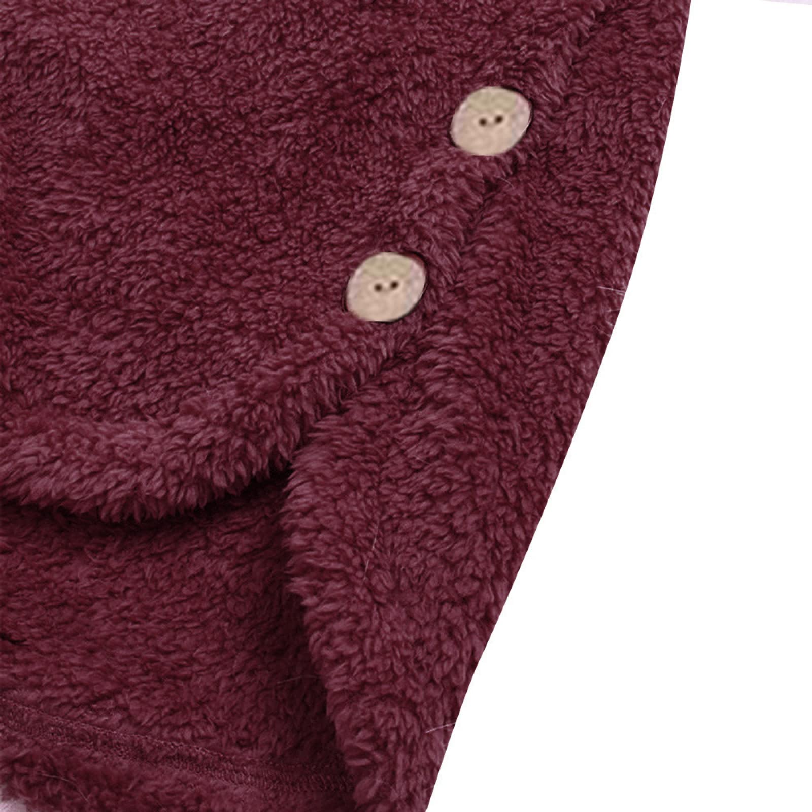 Oodie Blanket Hoodie Button Hooded Cat Ears Plush Blouse Irregular Solid Color Coat Women,Dark Gray,5Xl