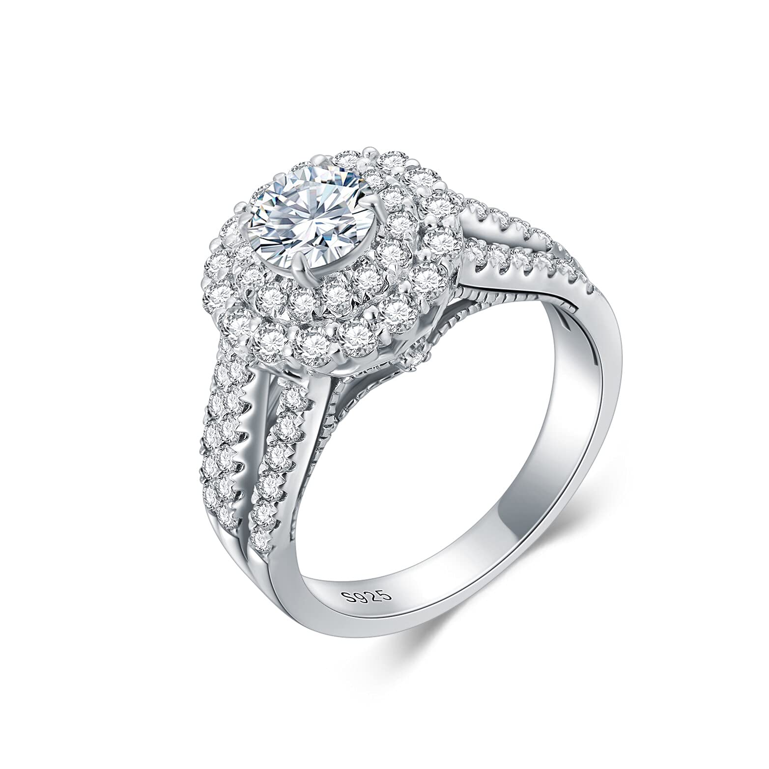 Molioaki 1.5 Carat (ctw) D-VVS1 moissanite engagement rings for women Platinum Plated Silver moissanite rings-Y-5.5