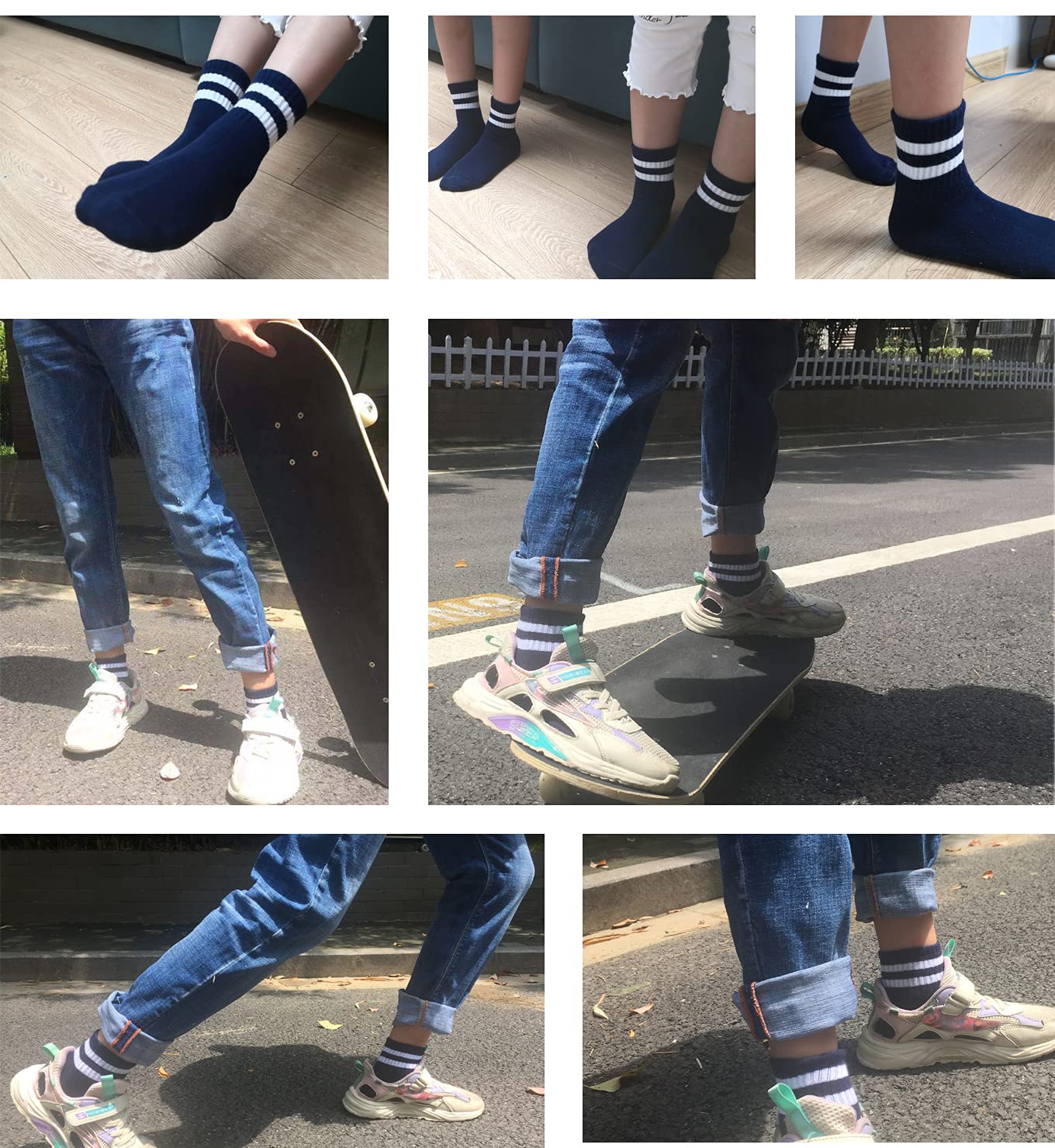 Ooohmcot Boys Navy Socks Cotton Ankle Socks 12 packs for Kids Girls Toddle (BLUE, S)
