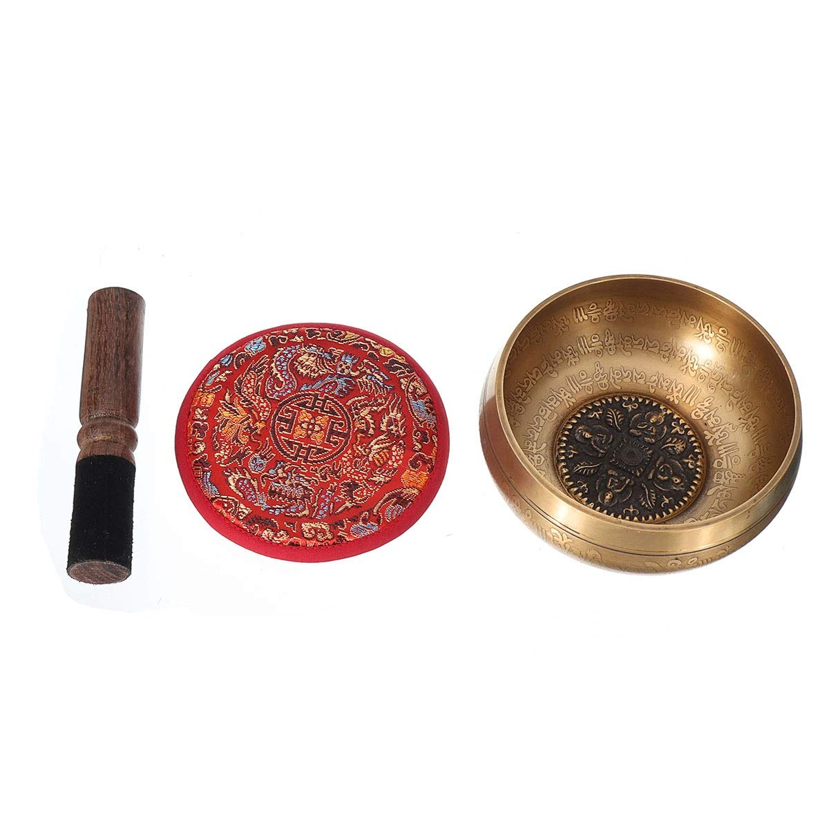 TJLSS Tibetan Meditation Singing Bowl Nepalese Buddhist Chanting Bowl Buddhist Sound Bowl Mallet Mat Copper Handmade Carft