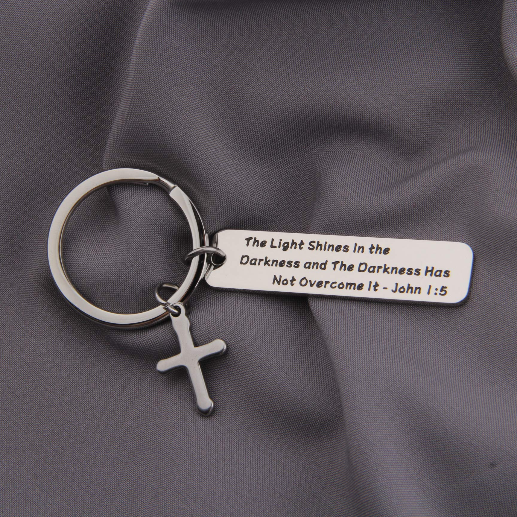 Lywjyb Birdgot Religious Keychain The Light Shines In The Darkness Jewelry Gifts (Light in Darkness)