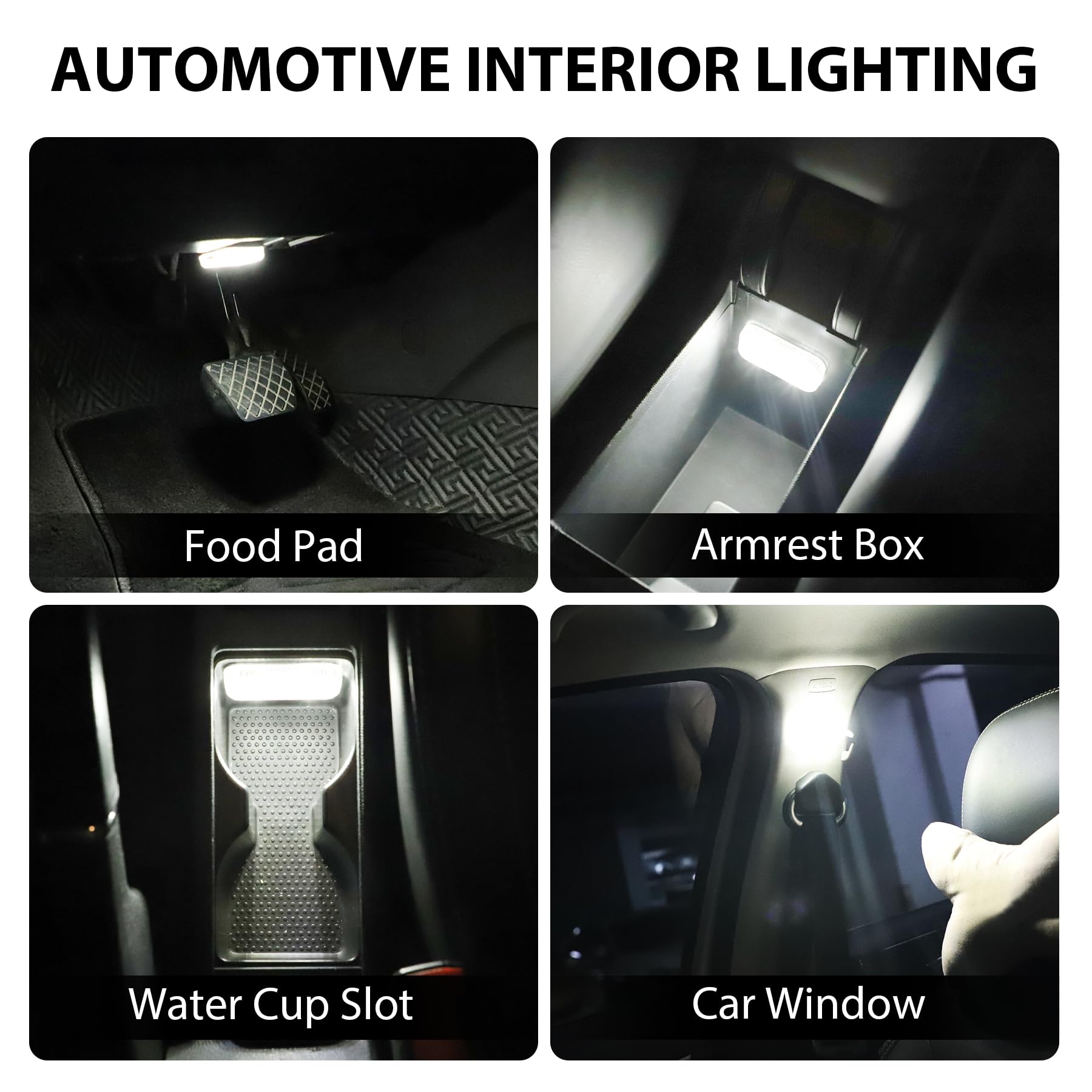 LivTee 2PCS Wireless Small Car LED Lights Interior, USB Rechargeable Car Interior Led Night Light for Car Decor, Car Accessories for Men and Woman (White)