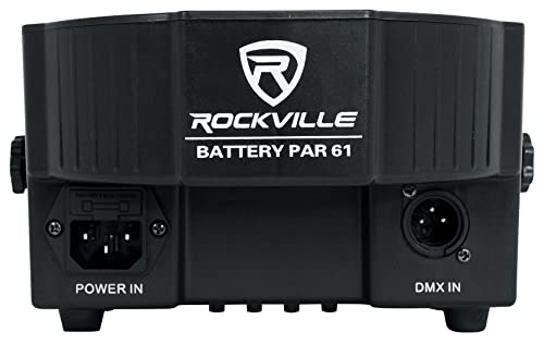 Rockville Battery PAR 61 Pack Black, 8 Pack Rechargeable RGBWA+UV Wash Lights with Charging Flight Case, Includes Remote, 15 Hours Battery Life, Perfect for Events, Parties & DJ Gigs