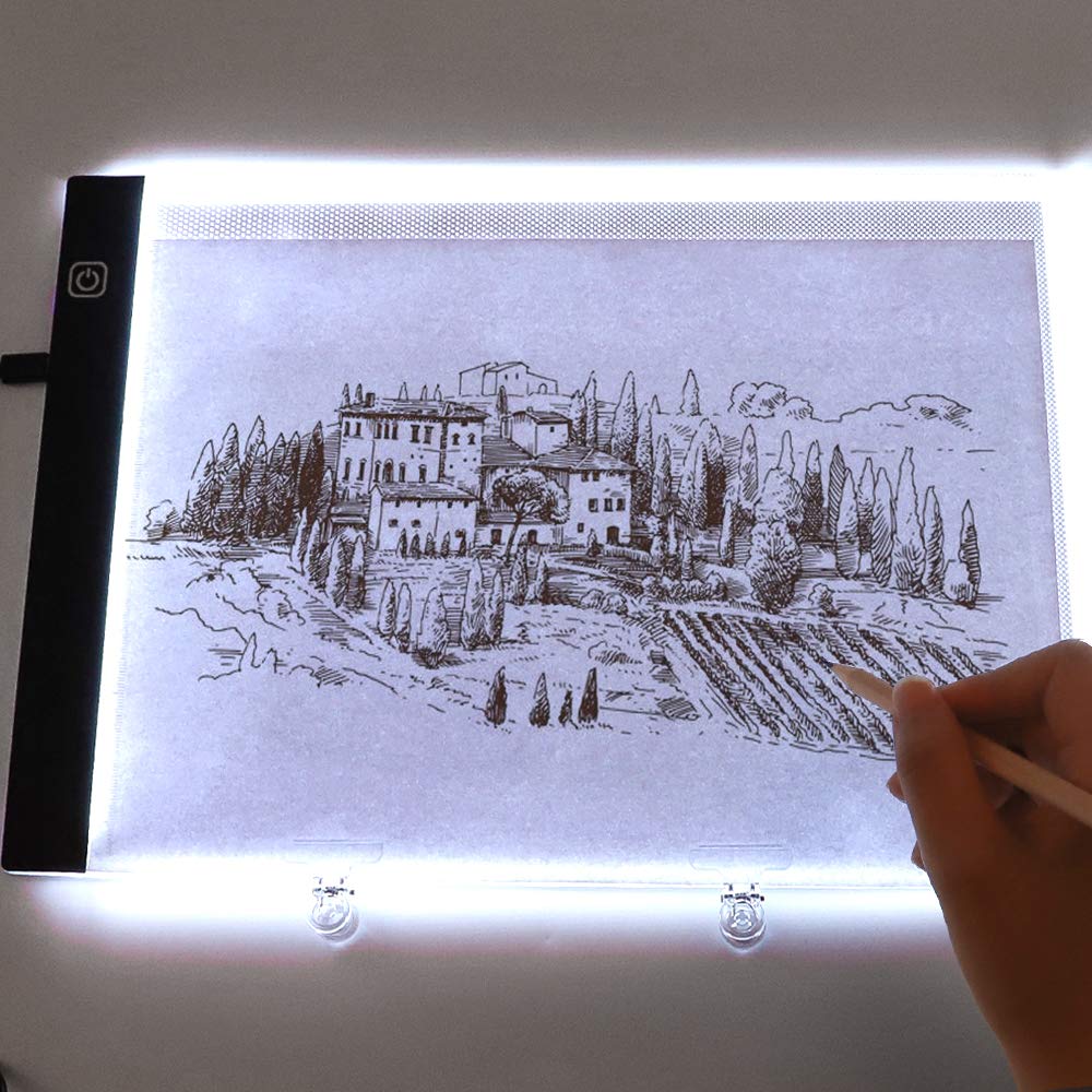 Light Board, LED Light Box for Tracing Portable A4 Light Pad Adjustable Light Drawing Pad USB Powered with Felt Bag and Clips for Artists Diamond Painting Craft Sketching and Animation Design
