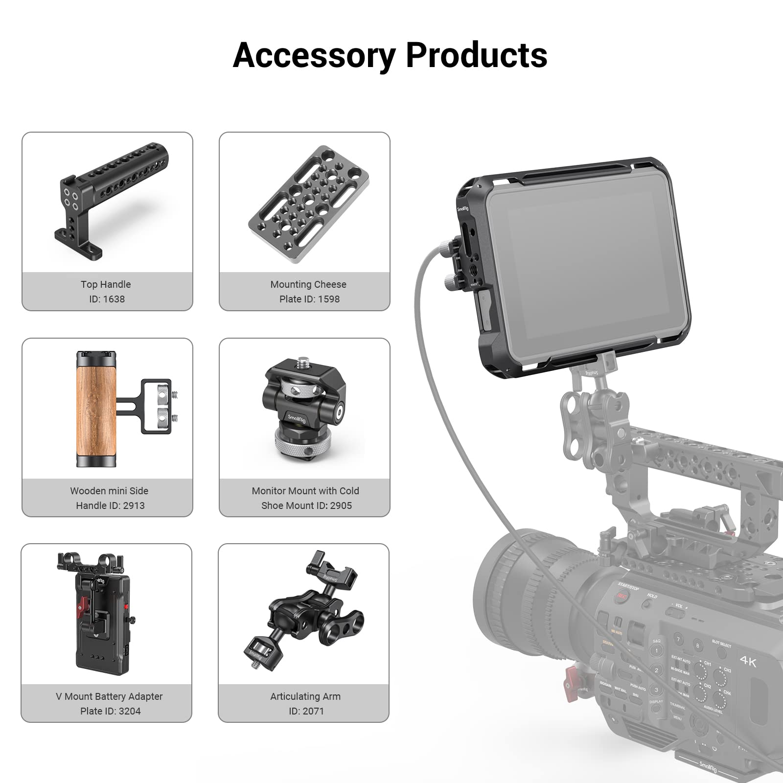 SmallRig Monitor Cage for Atomos Shinobi 7, Cage Kit with Cable Clamp, Built-in NATO Rail and Sun Hood (Not compatible for Shinobi 5)- 3456