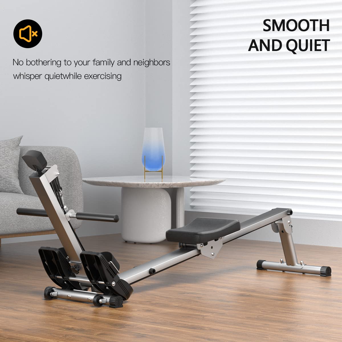 Rowing Machine, HOMGIM Folding Rowing Machines 300 LB Weight Capacity, Rower Foldable for Home Quiet Resistance with LCD Monitor and for Cardio Training