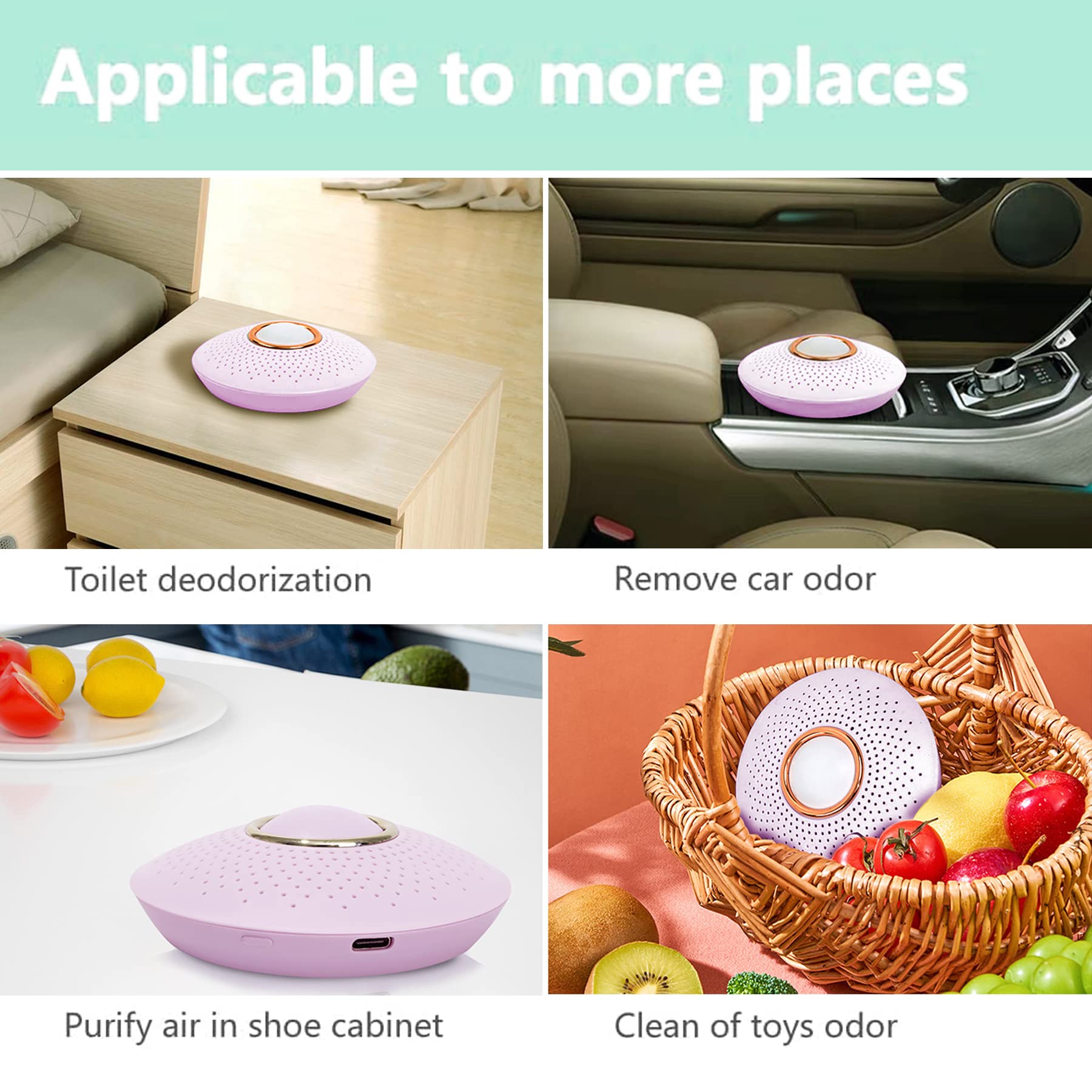 WARMON Refrigerator Deodorizer,Portable USB Rechargeable Refrigerator deodorizer, Outperforms Than Baking Soda and Charcoal Bags,Fridge and Freezer Odor Absorber to Keep Food Fresh Longer(Lilac)
