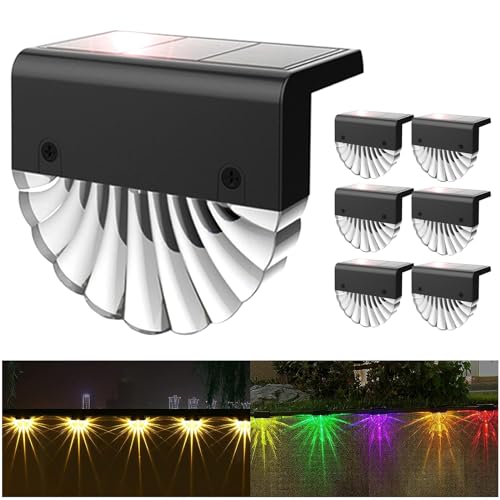 Solar Deck Lights,Outdoor Solar Step Lights Outside Waterproof LED Solar Fence Lights,Outdoor Lighting Warm White/Color Glow for Backyard Decor,Garden,Patio,Stair,Yard,Pool,Railing Lights 6 Pack