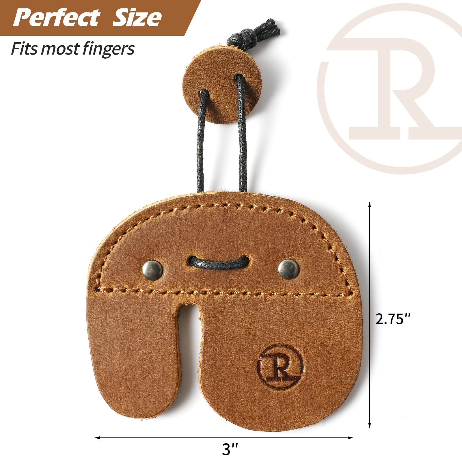 Ringsun Leather Archery Finger Tab Fingers Protector Protect Guard for Recurve Bows Handmade Bow Finger Guard Shooting Practice Gear RS02-7 Right Hand,Yellow Brown