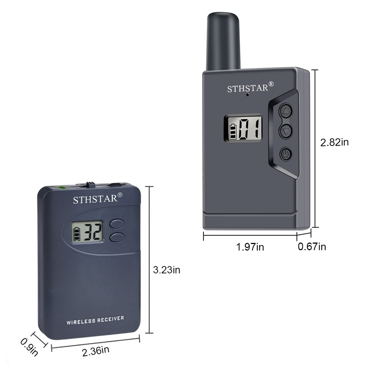 STHSTAR Wireless Tour Guide Voice Audio Transmission System for Church,School,Training,Factory,32 Channels UHF Frequency,Case of 1 Transmitter and 15 Receivers