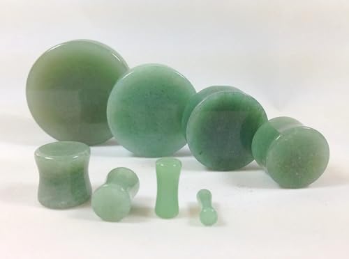 Lobal Domination PAIR of Jade Green Adventurine Organic Stone Plugs Gauges - up to 38mm available! (1&1/2" (38mm))