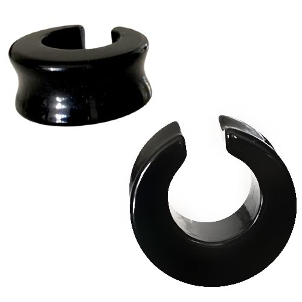 SoScene Crescent shape stone saddle spreaders Organic Stone Ear Gauges (12mm- 1/2 inch, Black Obsidian)