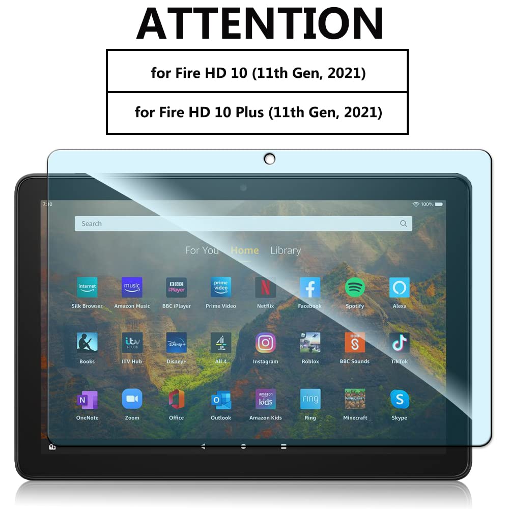 Warmyee [2 Pack] Blue Light Screen Protector for Amazon Fire HD 10/Fire HD 10 Plus/Fire HD 10 Kids/Fire HD 10 Kids Pro Tablet, Anti Glare Filter 10.1in(11th Gen, 2021 Released), Tempered Glass