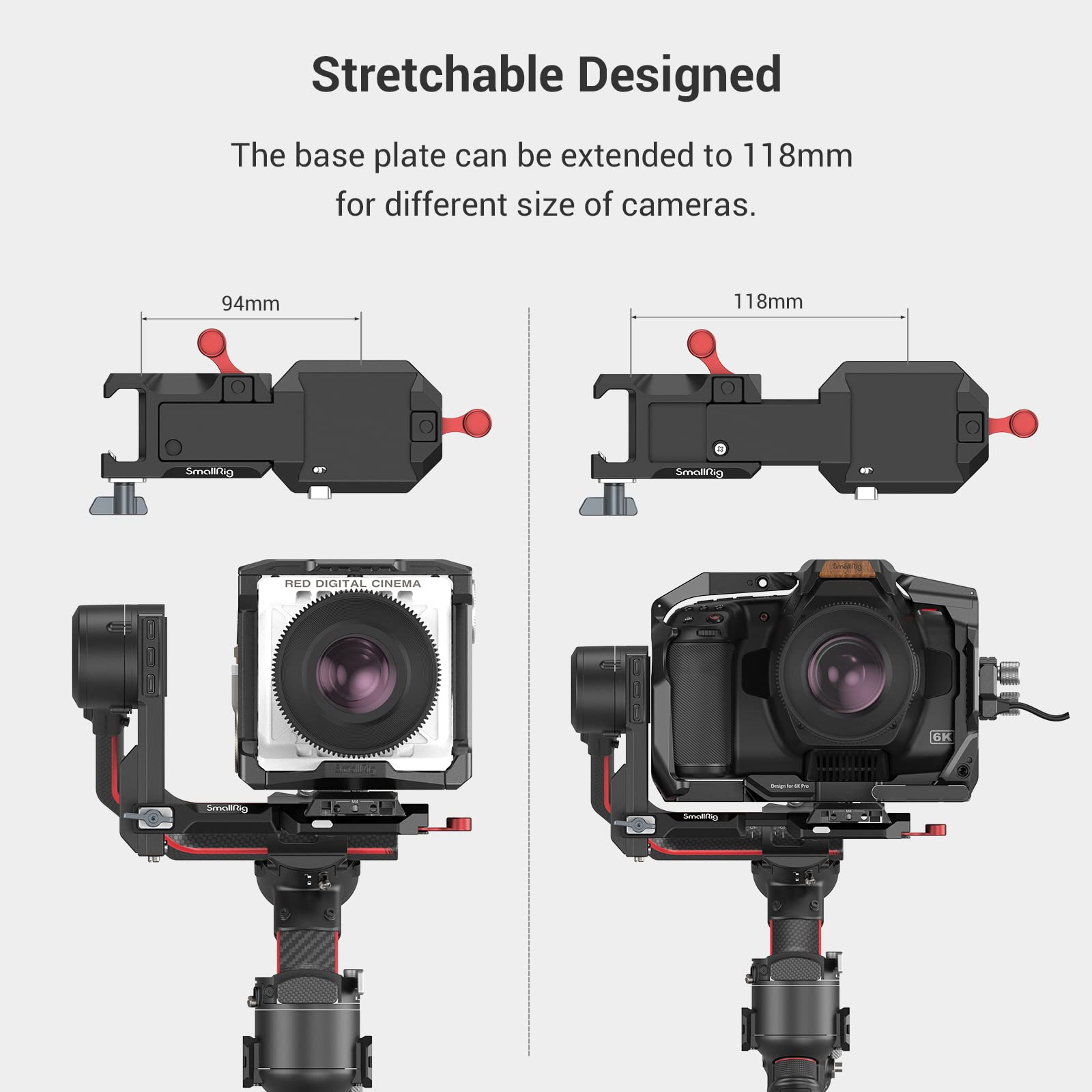 SmallRig Stretchable Baseplate Mounting Plate for DJI RS 2 / RS 3 / RS 3 Pro Gimbal - 3249