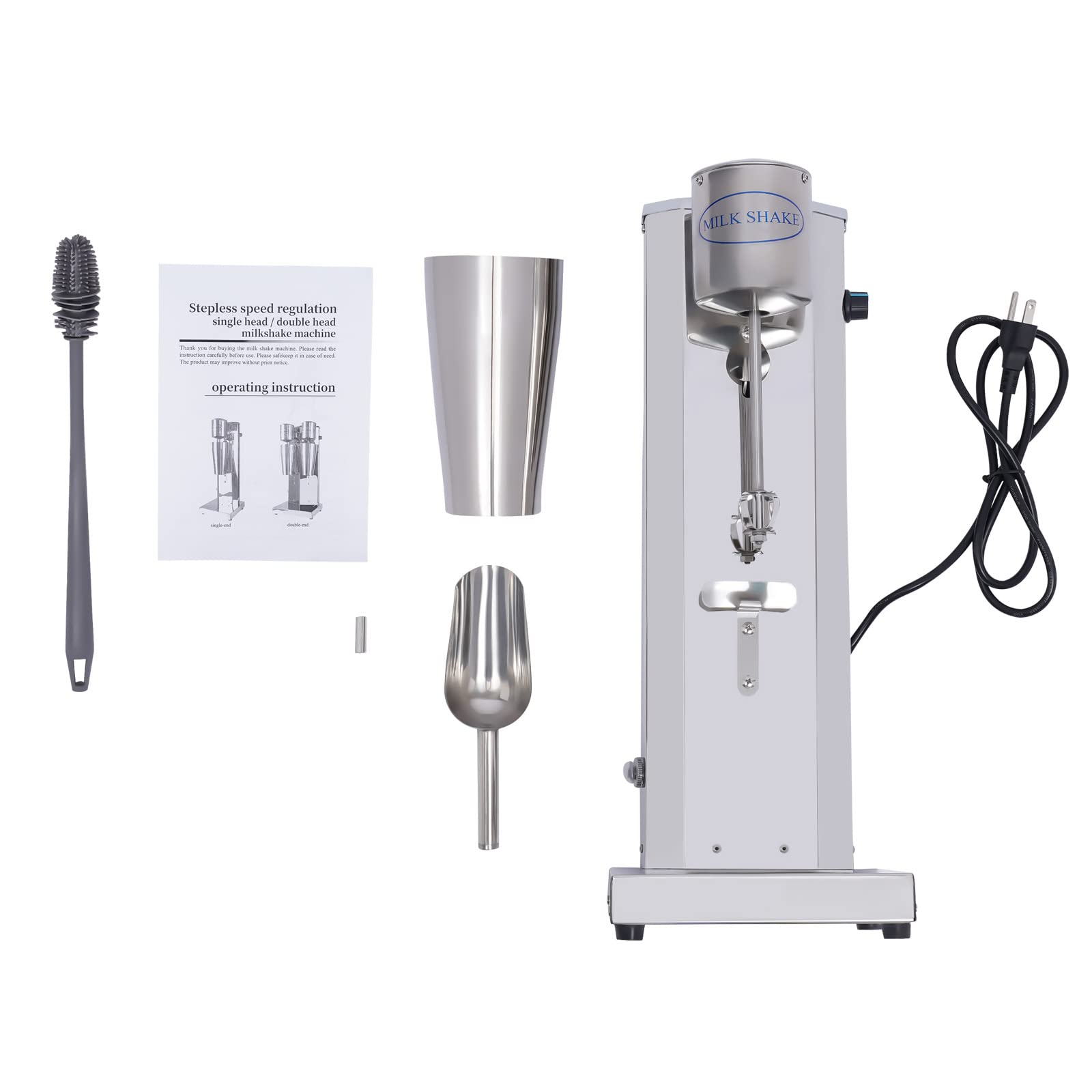 YETINGSHOP Milkshake Maker, 180W Stainless Steel Electric Milkshake Maker Machine, Single Head Commercial Drink Mixer for Milkshake Mixed Drink, 800ml Cup, Infinitely Variable Speed