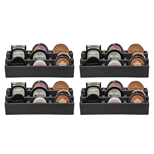 Polar Whale 4 Compact Organizer 3-Tier Stands Premium Durable Black Foam Tray Washable Waterproof Insert Storage for Home Bathroom Bedroom Cosmetic 11.4 x 4.9 x 3 Inches 9 Compartments