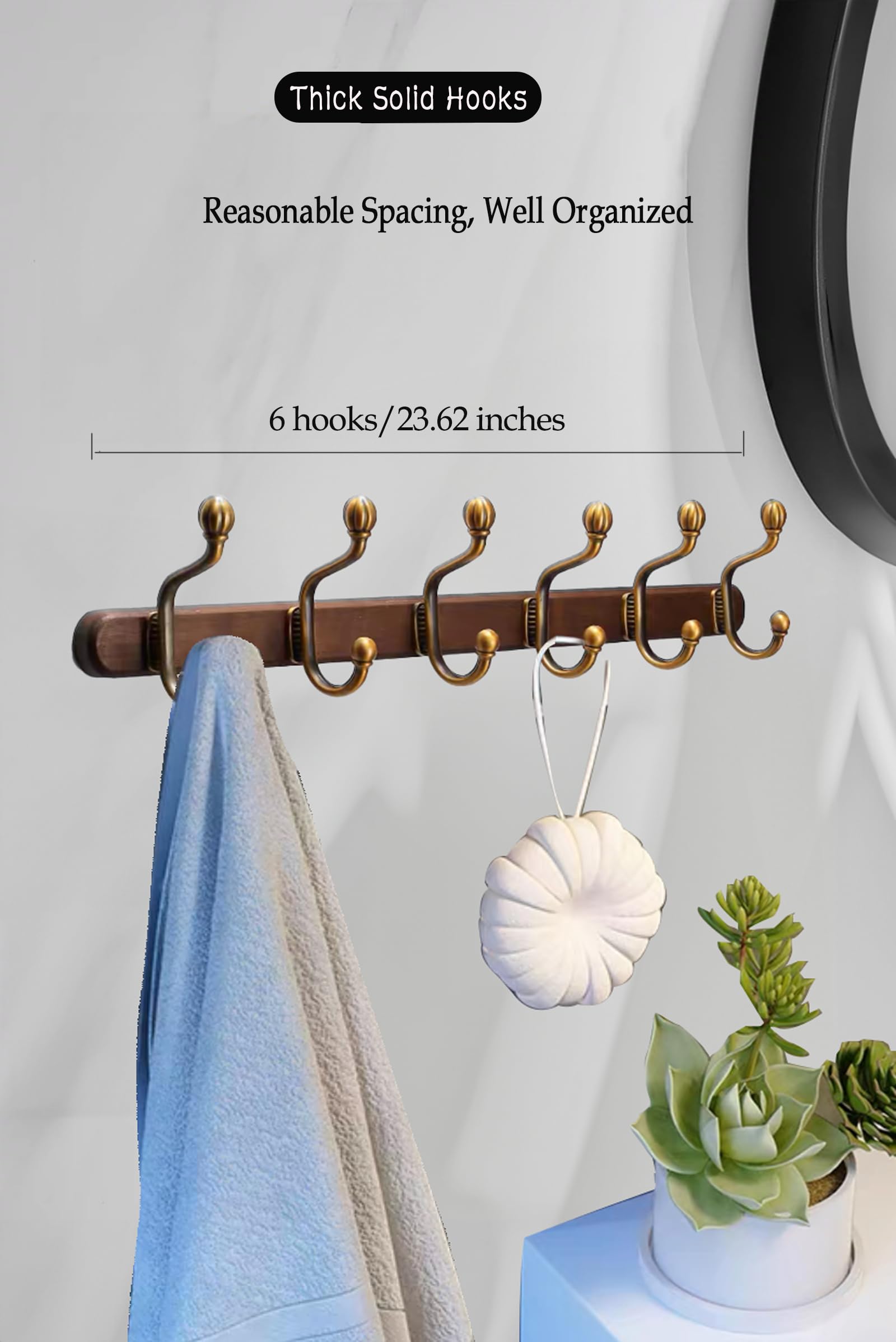 ZMgarden Wooden Coat Rack Wall Mount,Mid Century Modern Coat Rack,Rustic Farmhouse Entryway Hooks for Wall, Black Walnut Coat,Hat,Bag Hanger with 5 Hooks (walnutA)