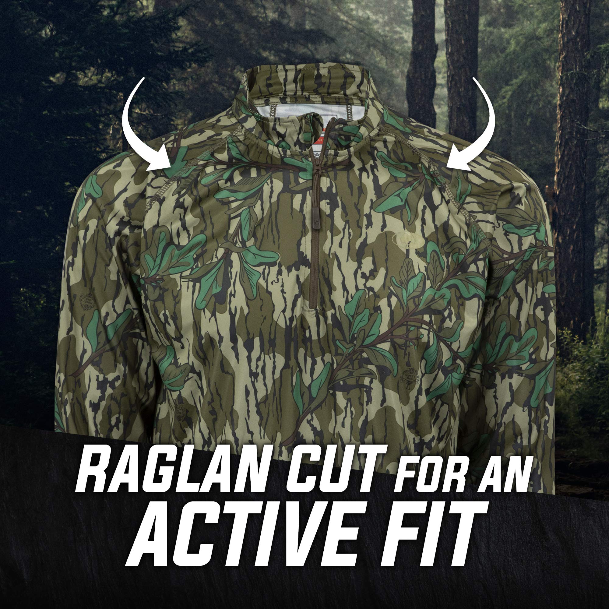 Mossy Oak mens Men Hunting Lightweight Quarter Zip Camo Shirt, Shadow Grass Habitat, XX-Large US
