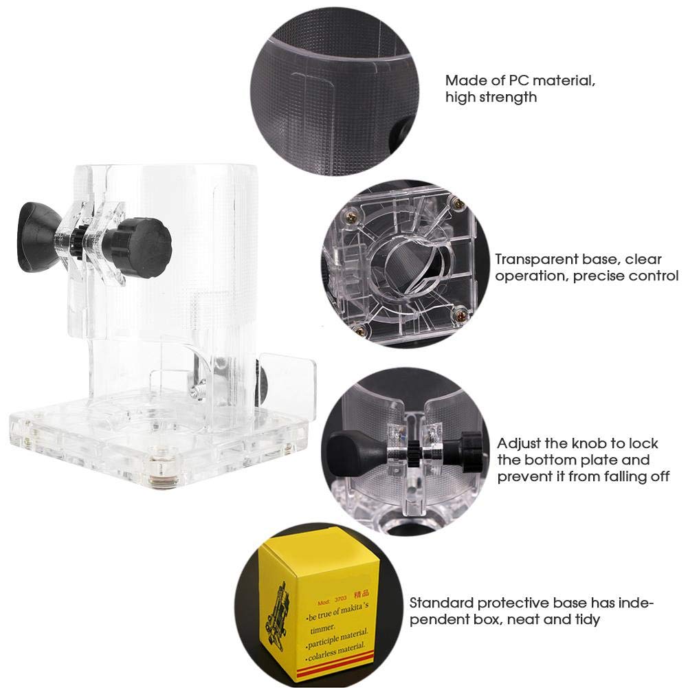 Trimmer Base, Woodworking Trimmer Router Transparent Plastic Base Power Tool Protective Accessory(Thickened)