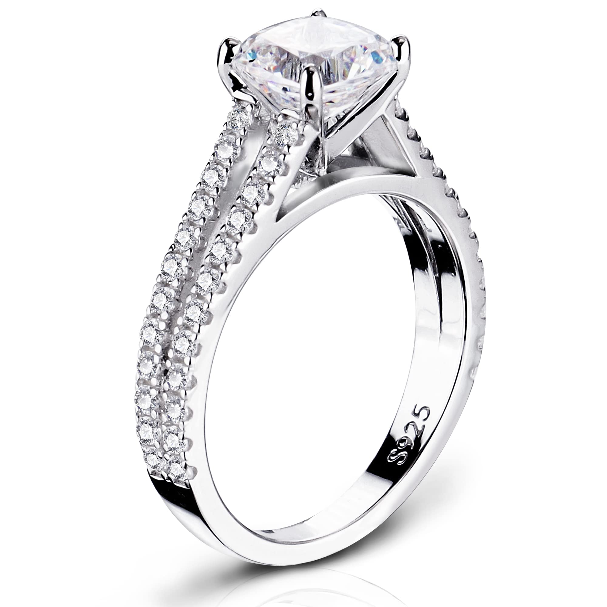 Rinxes Cushion Cut Moissanite Rings 7*7mm 2ct D Color VVS1 925 Silver Promise Ring Anniversary Engagement for Women Sizes 5-10 (Moissanite, 5)
