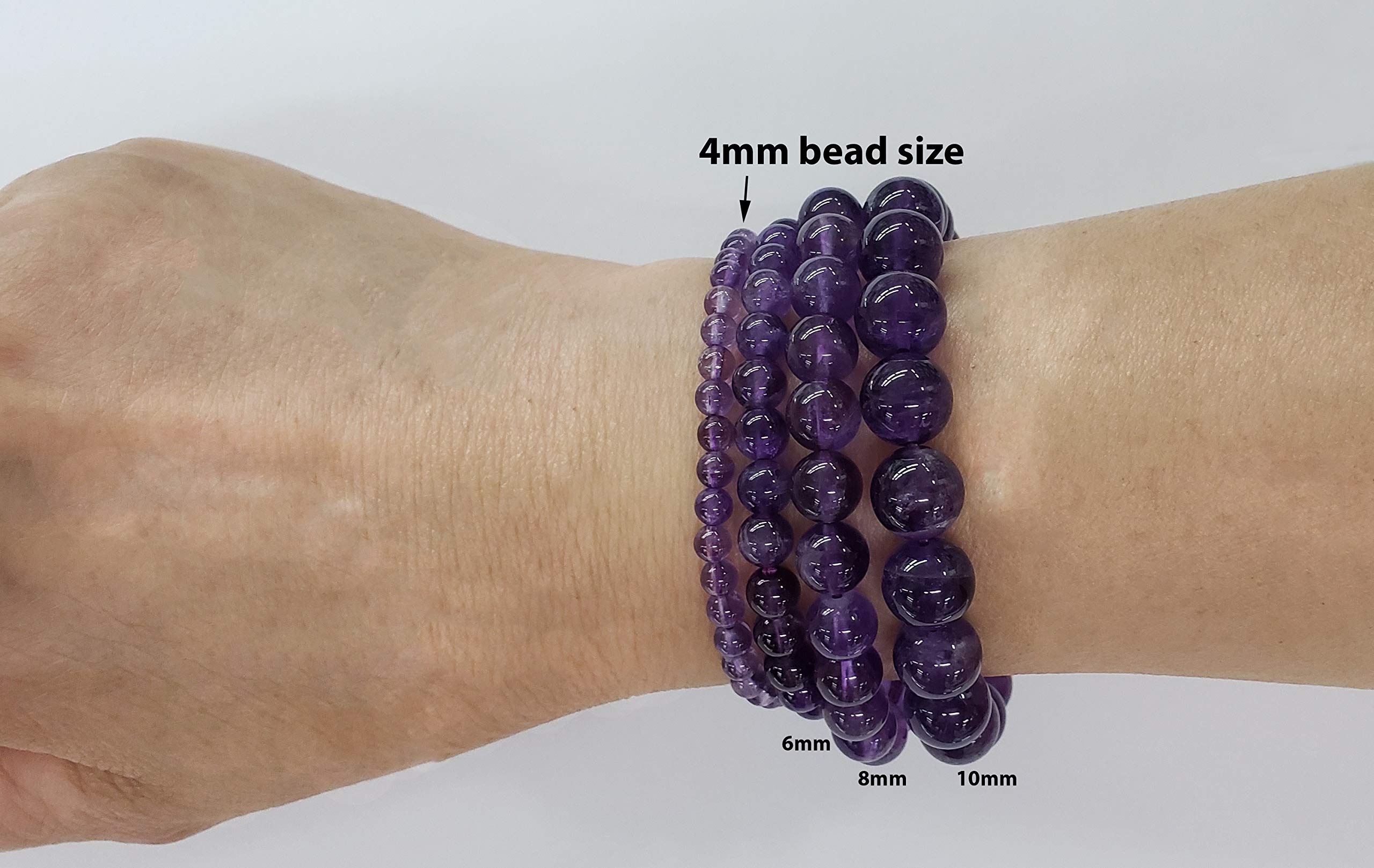 LTC Designs Shiny 3.5-4mm Round Aquamarine Stretch Bracelet, 6.5" for Women and Teens