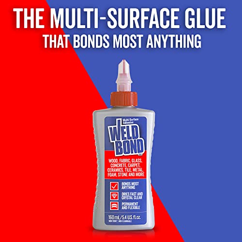 Weldbond Multi-Surface Glue, Bonds Most Anything! Non-Toxic Glue, Use as Wood Glue or on Glass Crafts Ceramic Tile Mosaic Stone Fabric Carpet Metal & More. Dries Crystal Clear 14.2 oz / 420ml