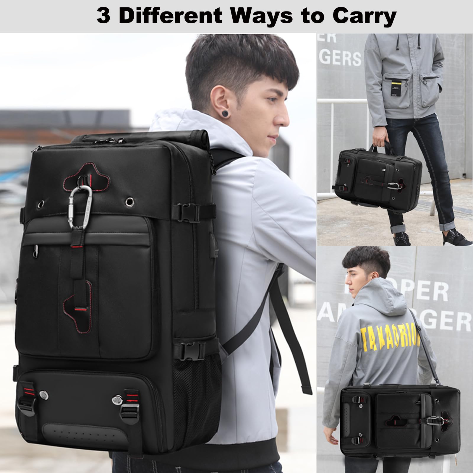 ODSSTAIPS Backpack for Traveling on Airplane,17 inch Laptop Backpack for Men,Waterproof Carry on Backpack Flight Approved,70L Travel Backpack for Personal Item Size with Shoe Compartment,Black