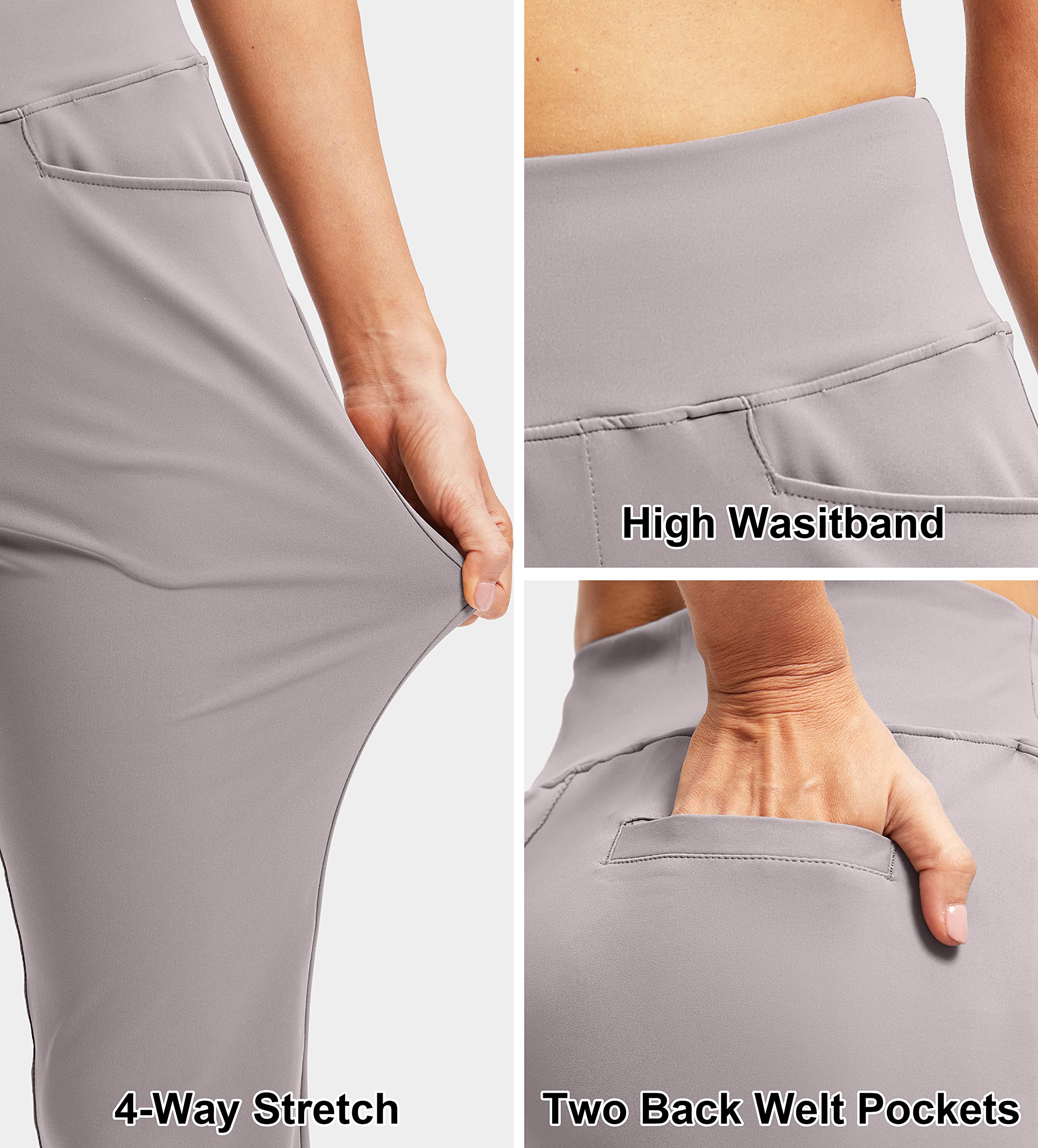 Soothfeel Women's Golf Pants with 5 Pockets High Waisted Stretch Sweatpants Travel Athletic Work Ankle Pants for Women (Dusty Grey, L)