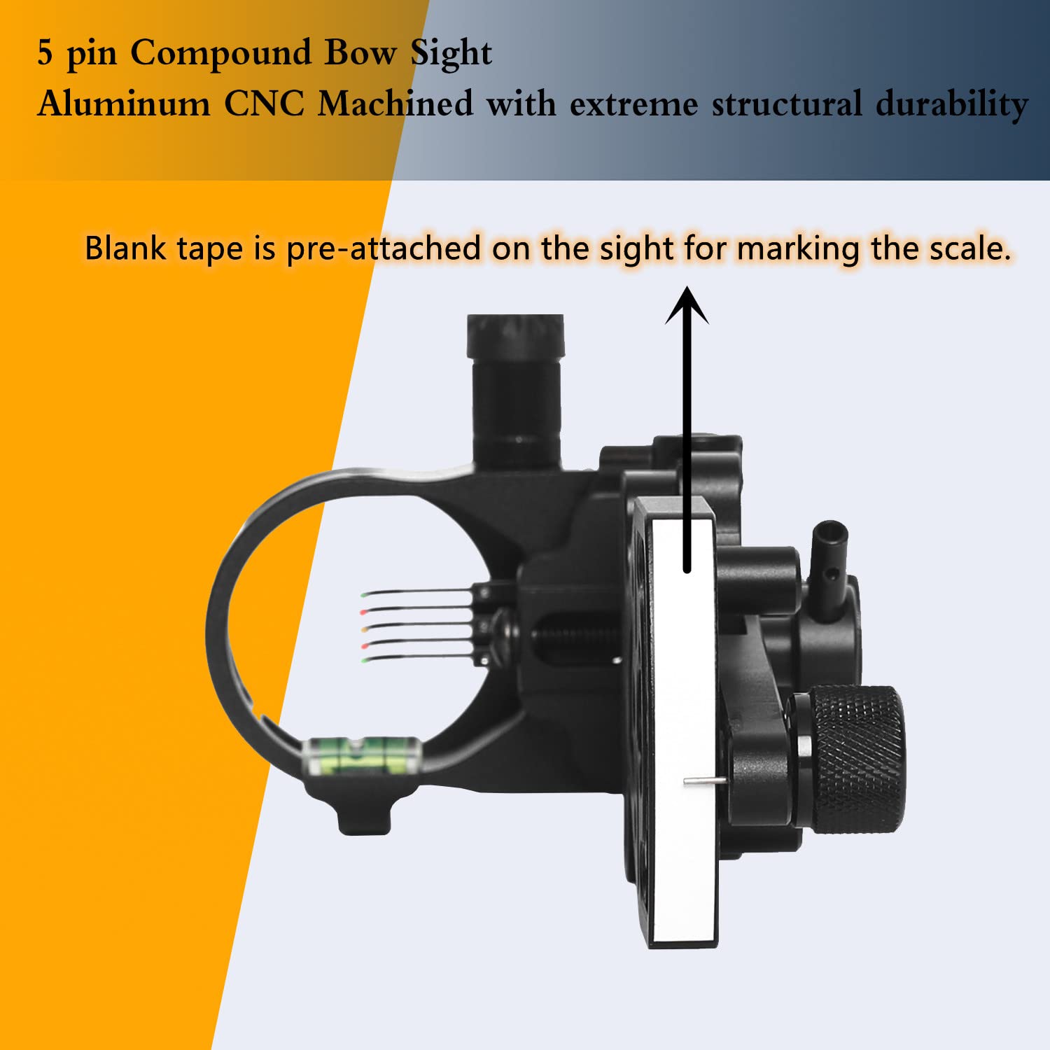 Perogen Archery Compound Bow Sight 5 Pin Lightweight Durable Machined Aluminum .019" Fiber Optic ¡